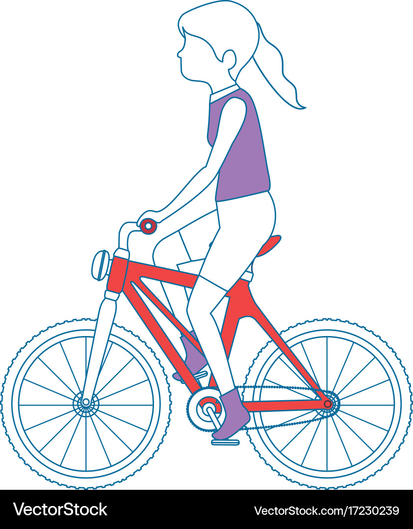 Woman cyclist riding a bicycle Royalty Free Vector Image