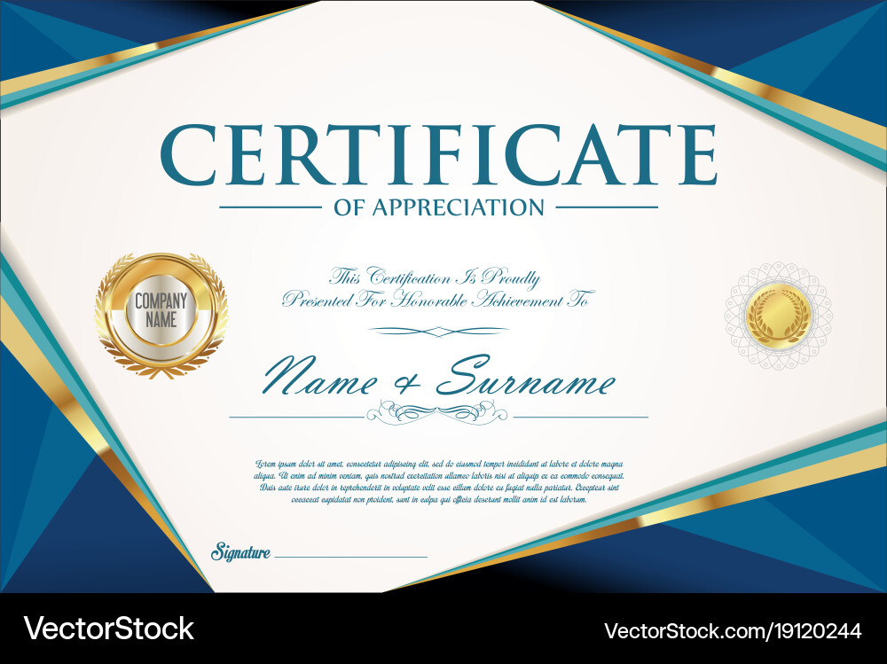Certificate retro design template 2 Royalty Free Vector