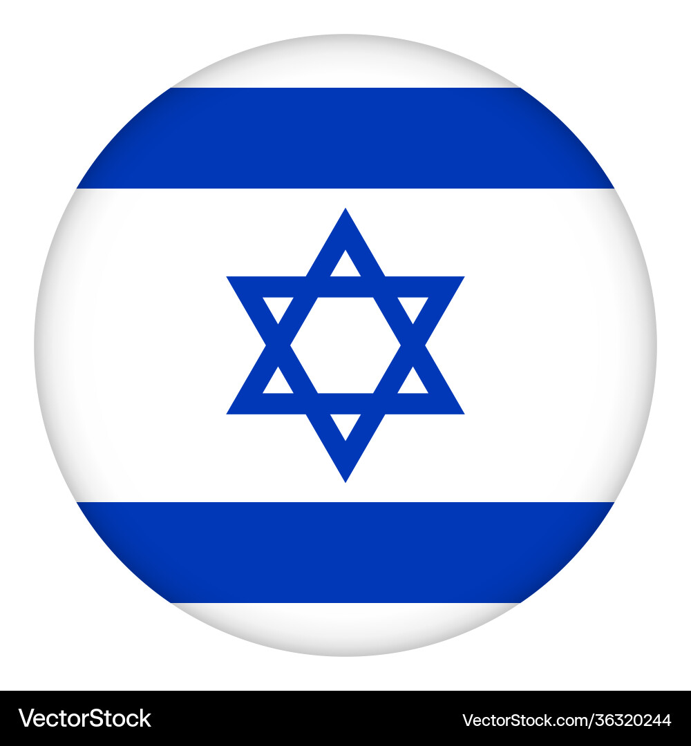 Flag israel round icon badge or button Royalty Free Vector