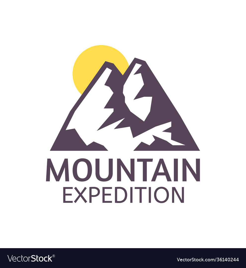 Hand drawn mountain isolated ski resort logo Vector Image