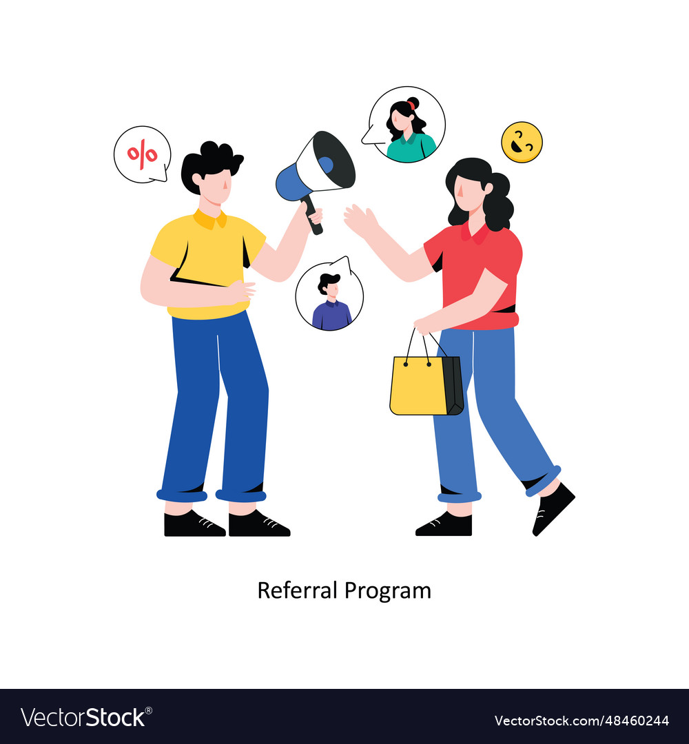 Referral program flat style design Royalty Free Vector Image