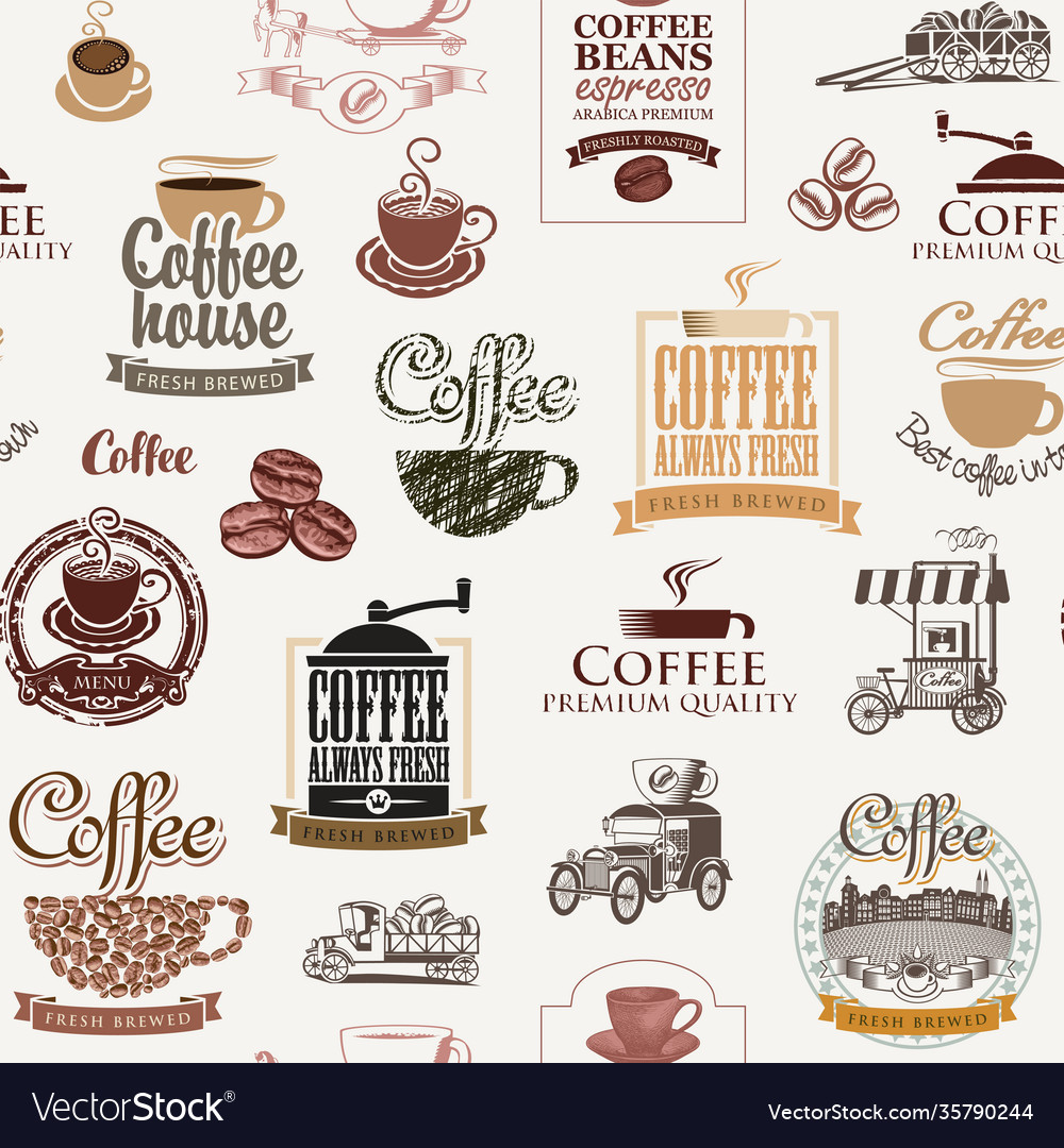 Seamless pattern on theme coffee Royalty Free Vector Image