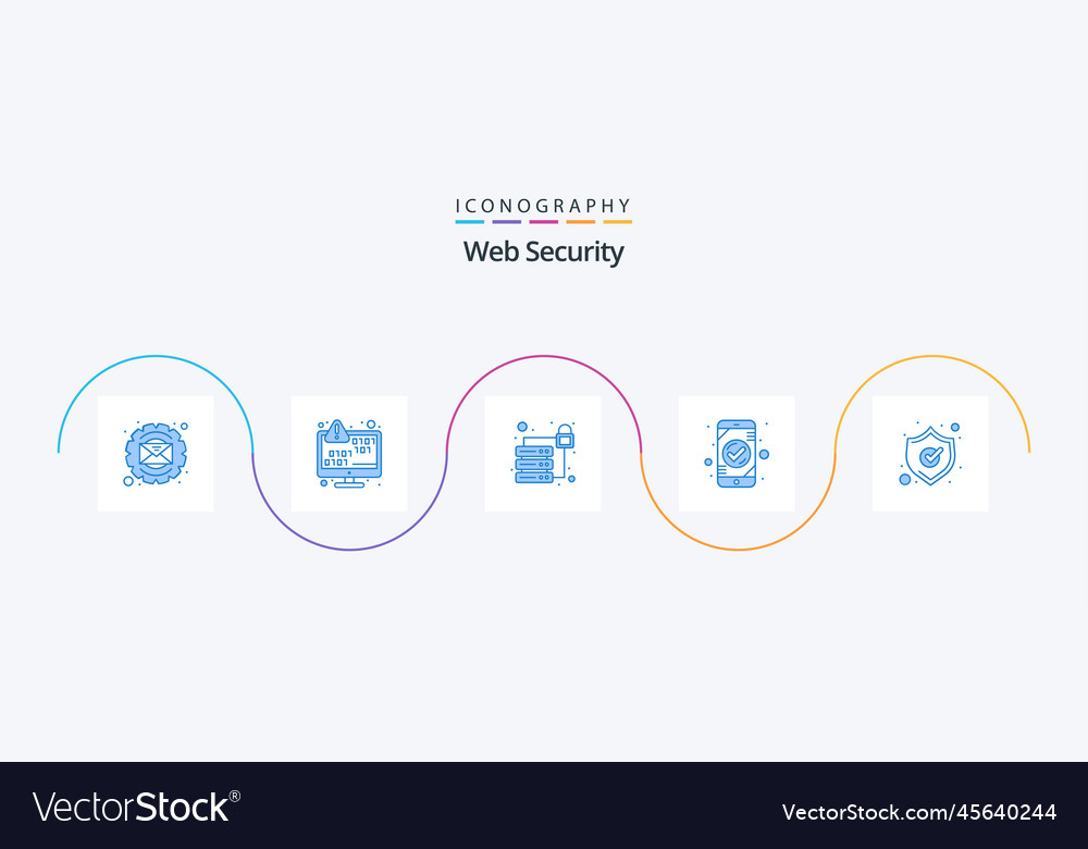 Web security blue 5 icon pack including Royalty Free Vector