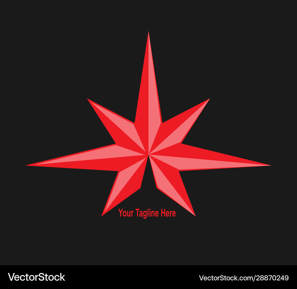 Abstract seven-pointed red star isolated Vector Image