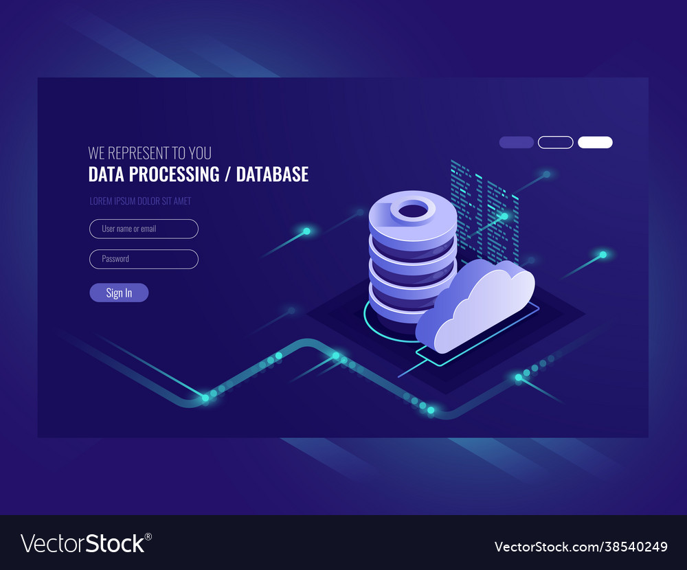 Big data flow processing concept cloud database Vector Image
