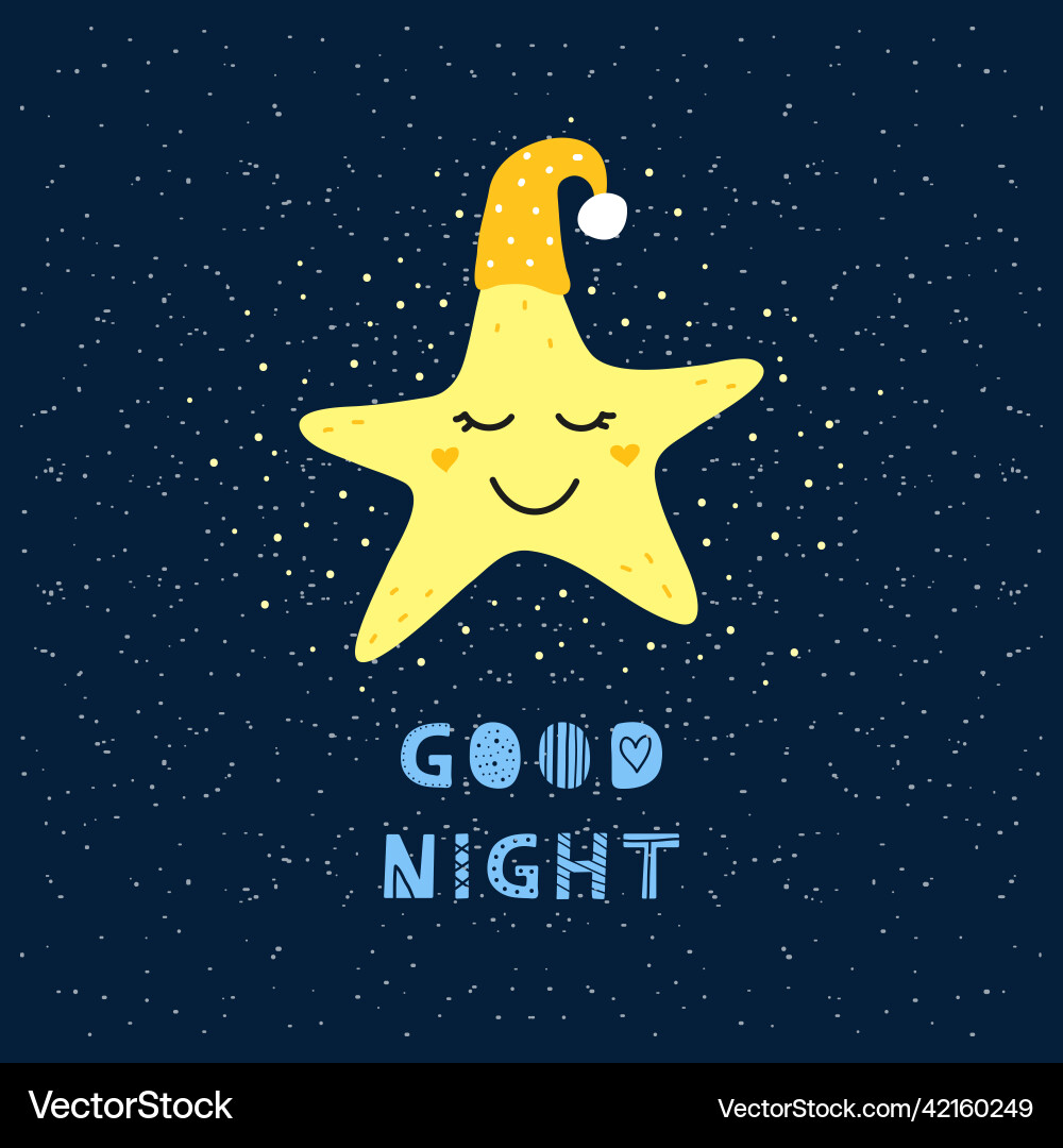 Poster with star character and lettering Vector Image