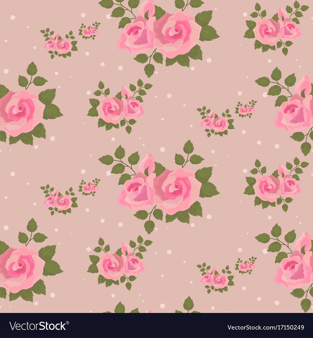 Seamless pink roses pattern Royalty Free Vector Image