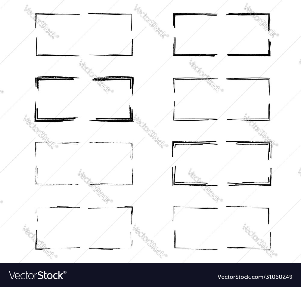 Set black rectangle grunge frames Royalty Free Vector Image