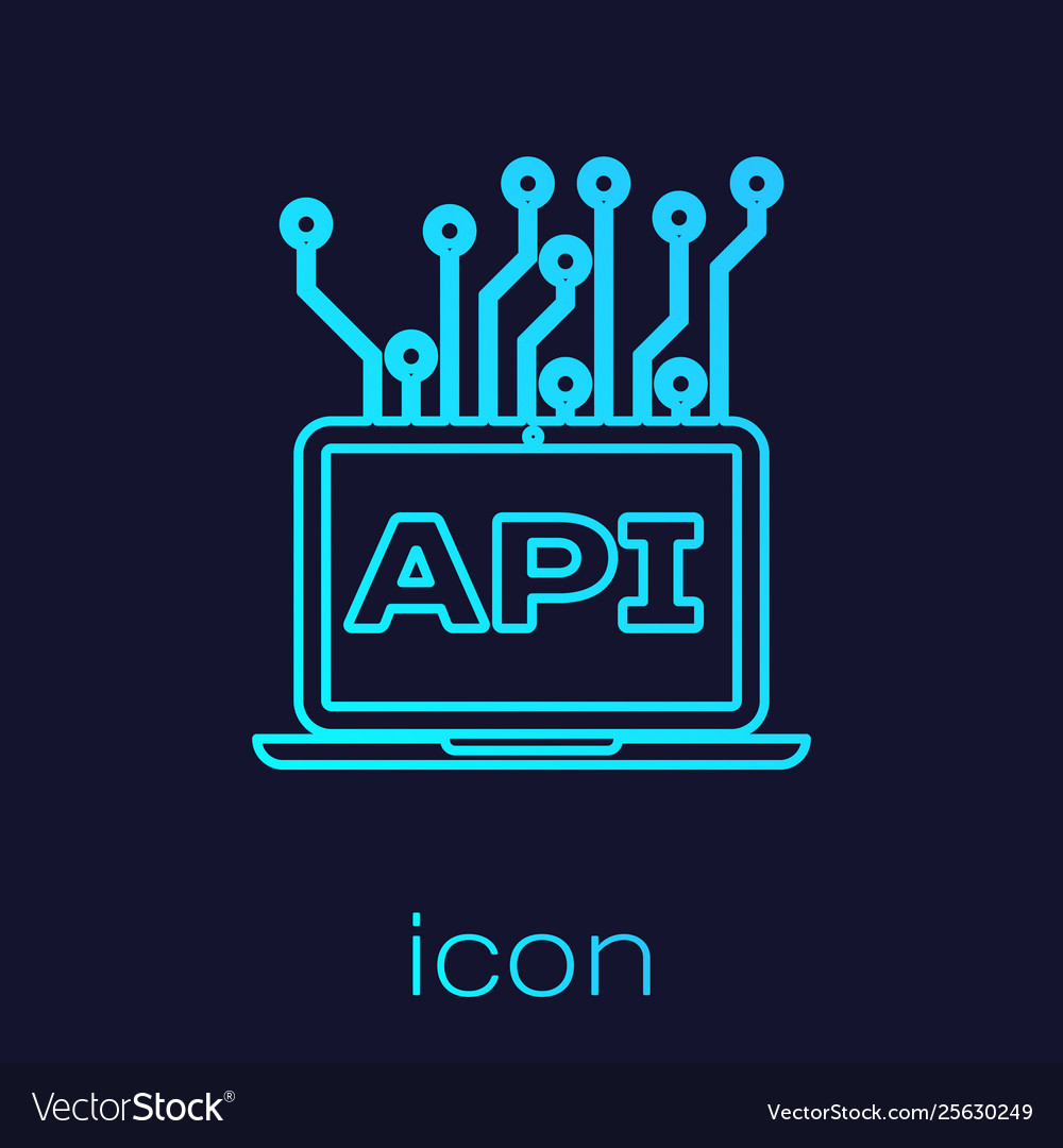 Turquoise computer api interface line icon Vector Image