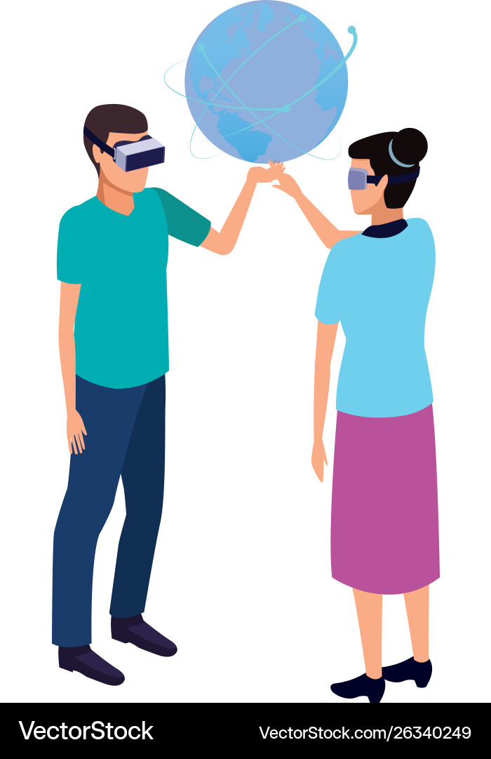 Virtual reality technology experience cartoon Vector Image