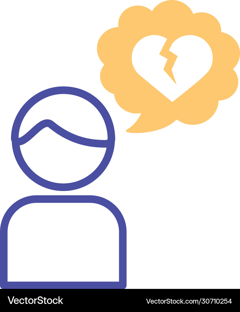 Avatar with speech bubbles and heart break mental Vector Image