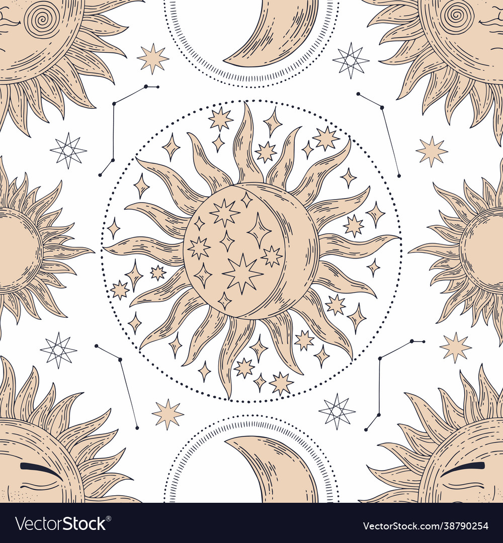 Celestial pattern seamless background Royalty Free Vector