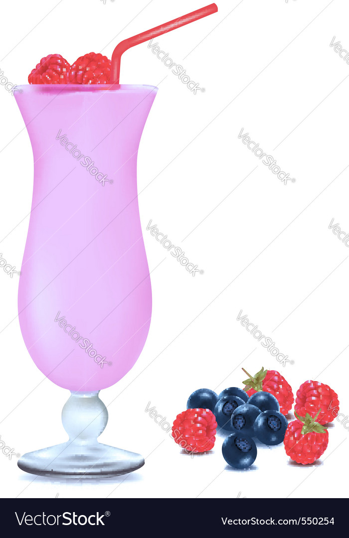 Raspberry milkshake Royalty Free Vector Image - VectorStock