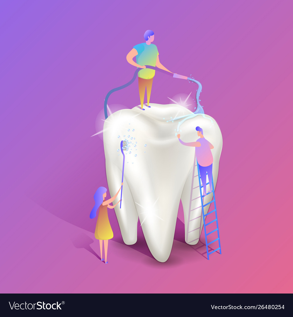 Teeth whitening isometric big white Royalty Free Vector