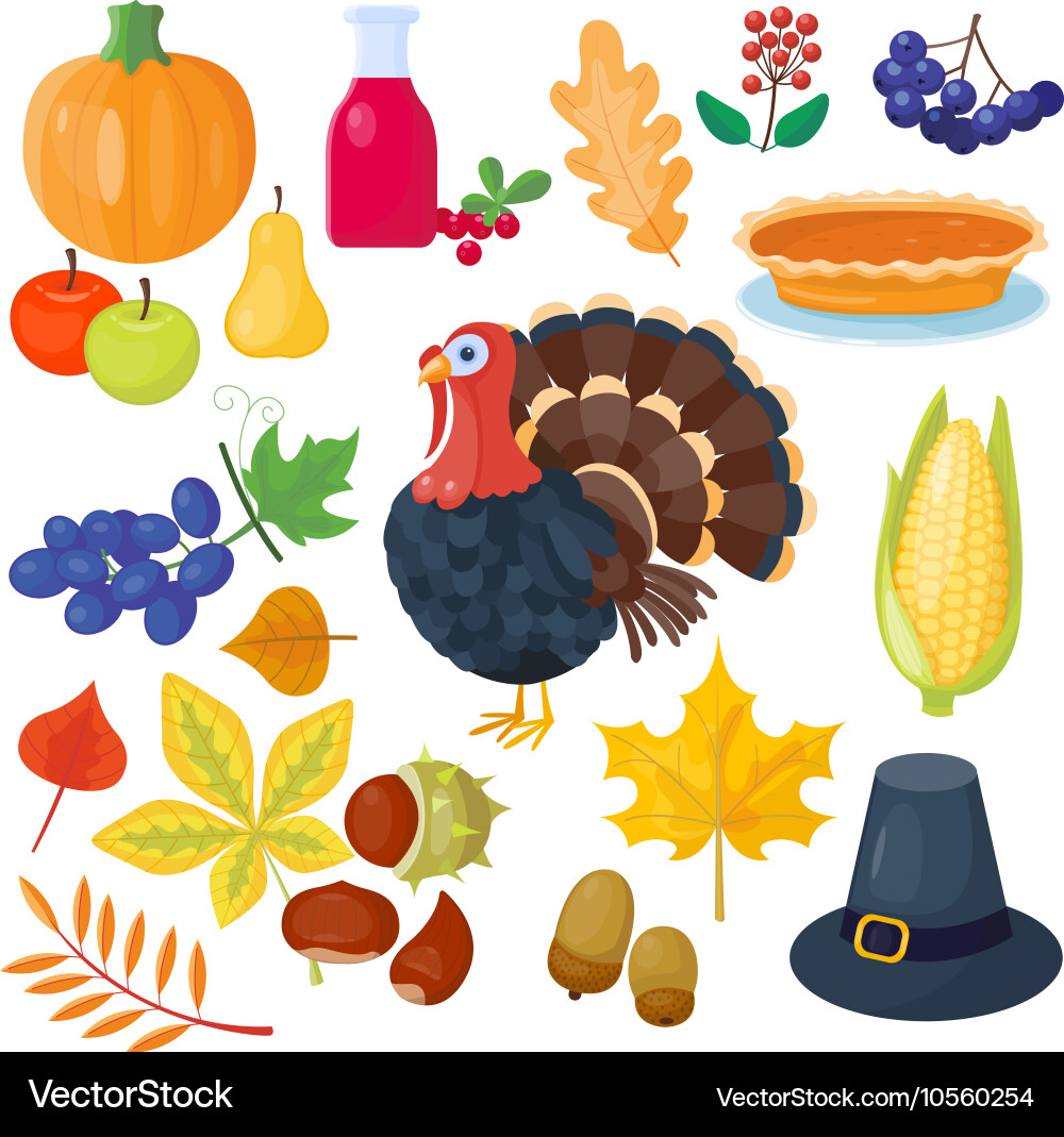 Thanksgiving icons set Royalty Free Vector Image