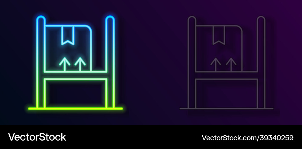 Glowing neon line warehouse interior with boxes Vector Image