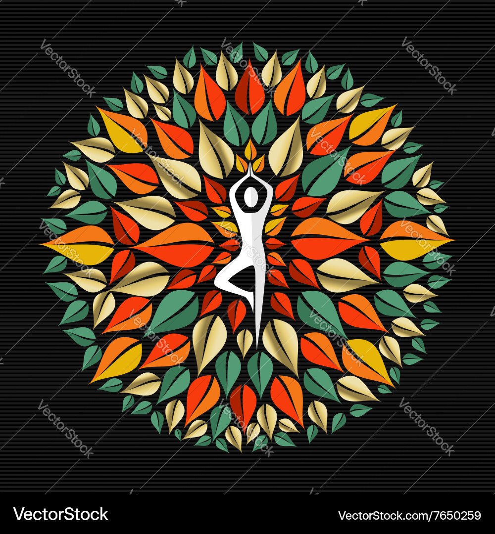 Nature mandala with person doing yoga pose Vector Image