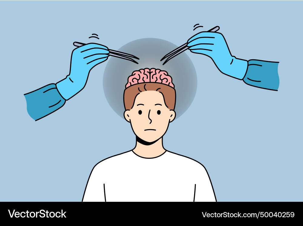 Neurosurgical operation on brain man looking Vector Image