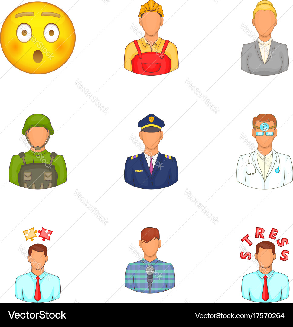 Avatar icons set cartoon style Royalty Free Vector Image