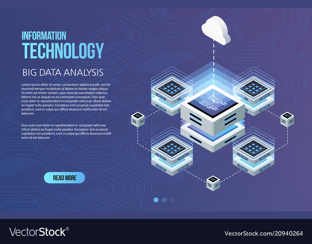 Concept Big Data Processing Isometric Data Vector Image