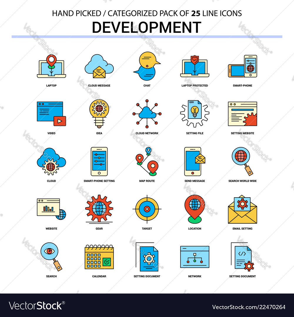 Development flat line icon set - business concept Vector Image