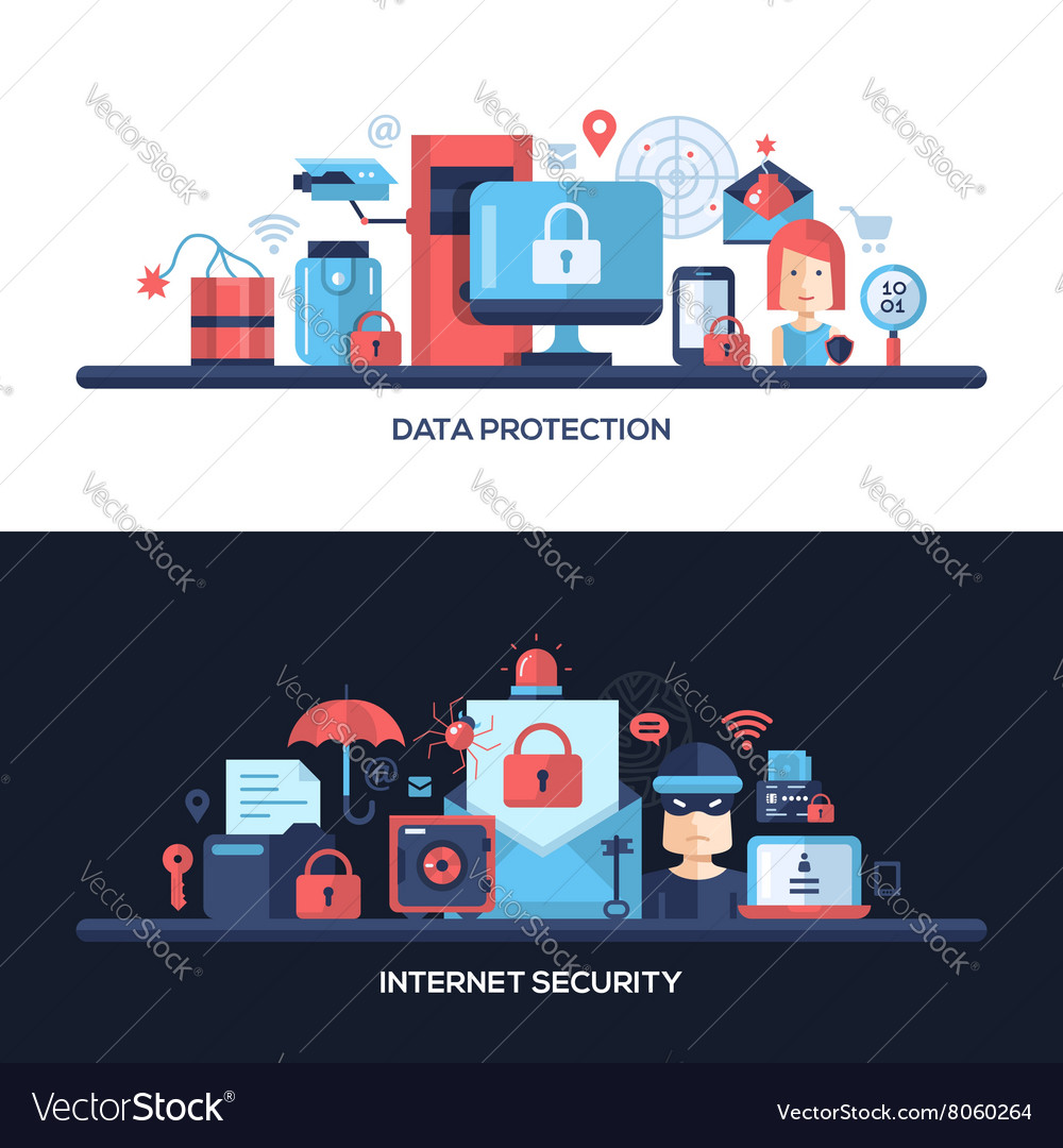 Flat design website data security headers banners Vector Image