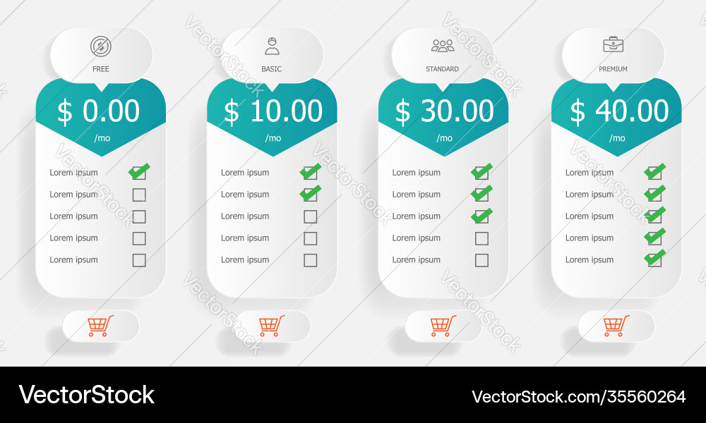Price table template Royalty Free Vector Image