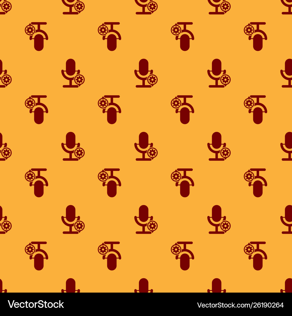 Red microphone and gear icon isolated seamless Vector Image