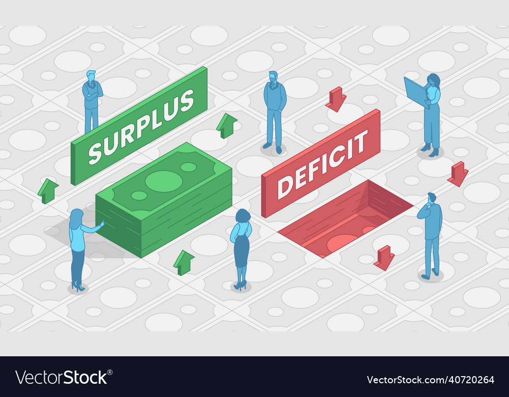 Surplus vs deficit flat Royalty Free Vector Image