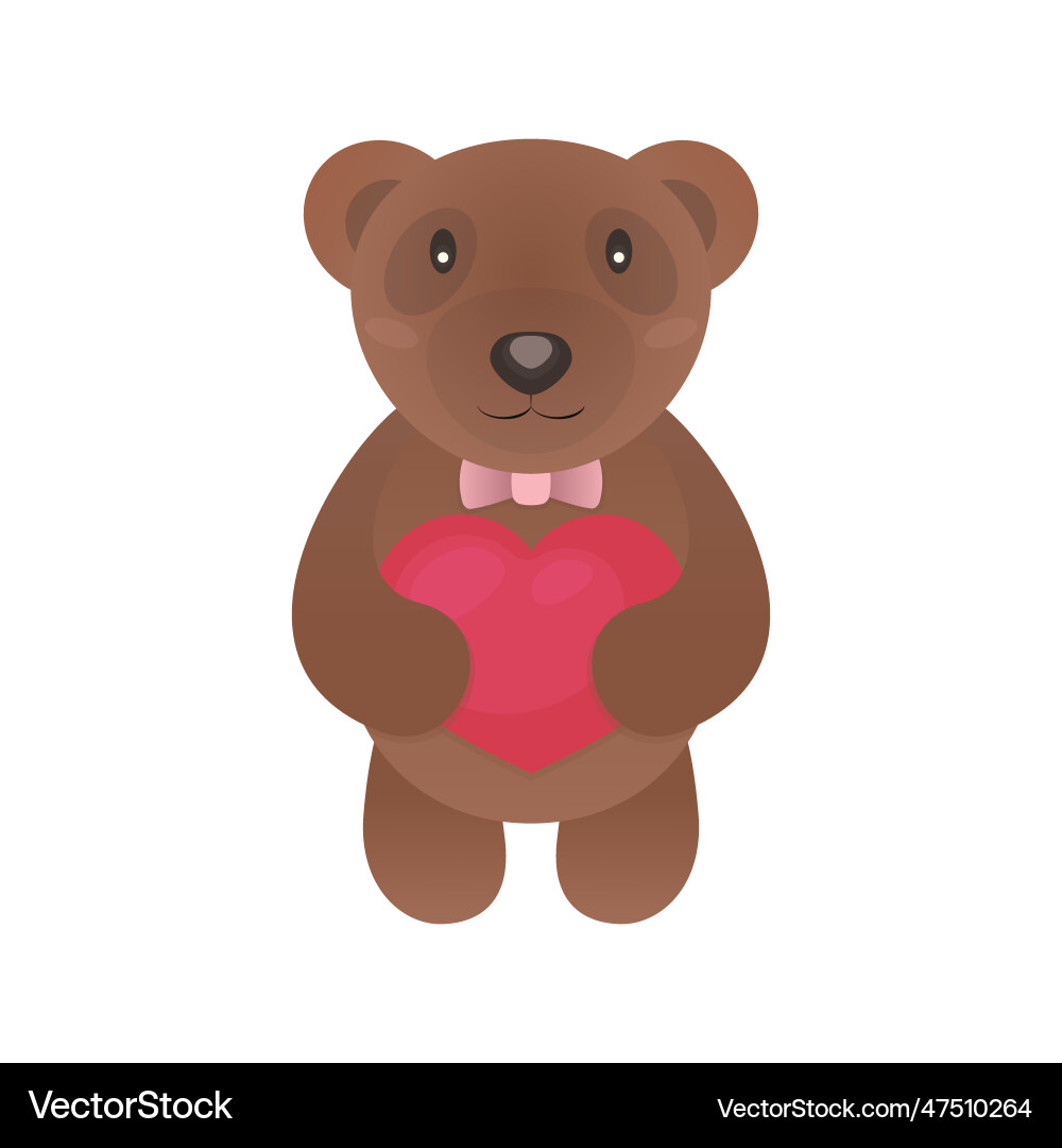 Valentine bear with heart in hands isolated Vector Image