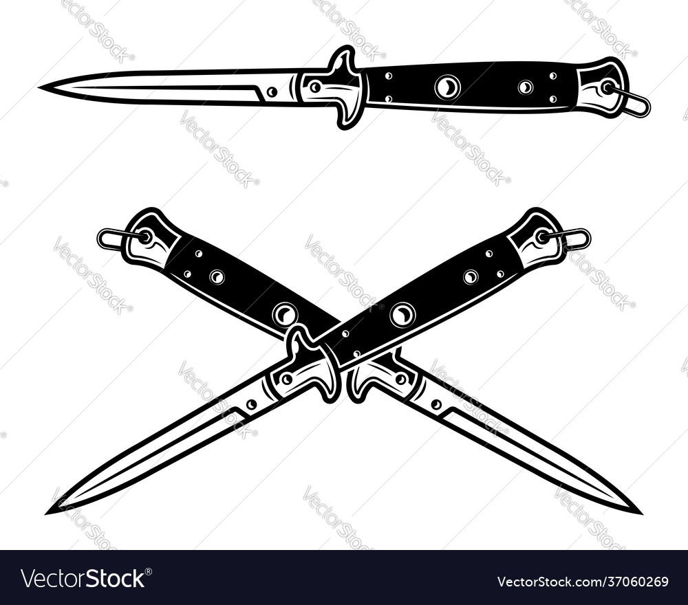 Combat knives set objects or elements in Vector Image