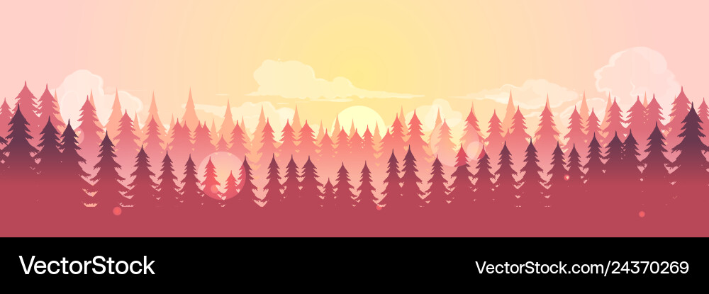 Horizontal landscape with fog forest good Vector Image