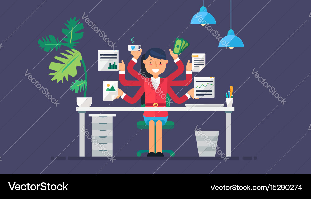 Creative tech workspace Royalty Free Vector Image