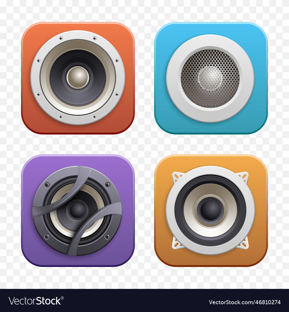 Isometric Sound Audio Music Speakers Icon Set Vector Image