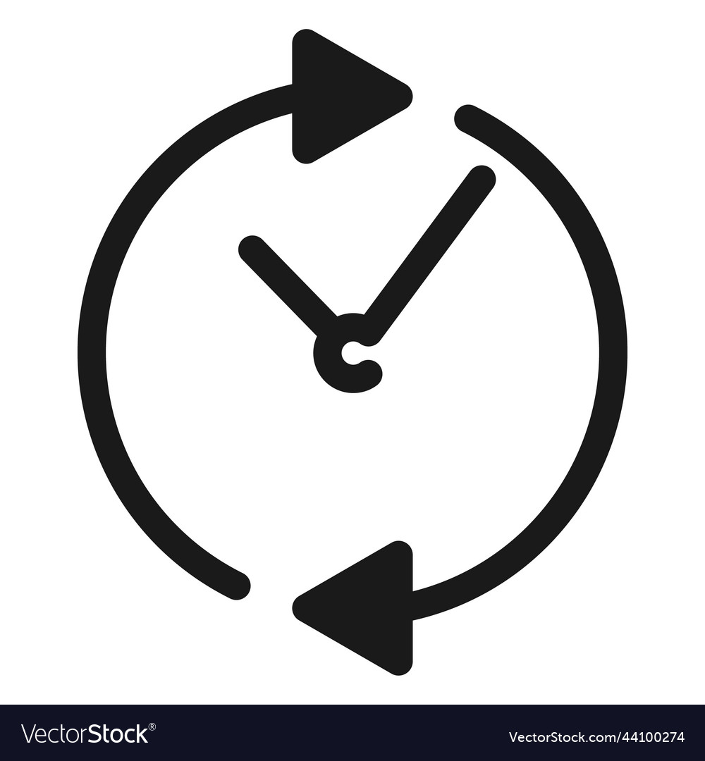 Refresh time outline icon clock update Royalty Free Vector