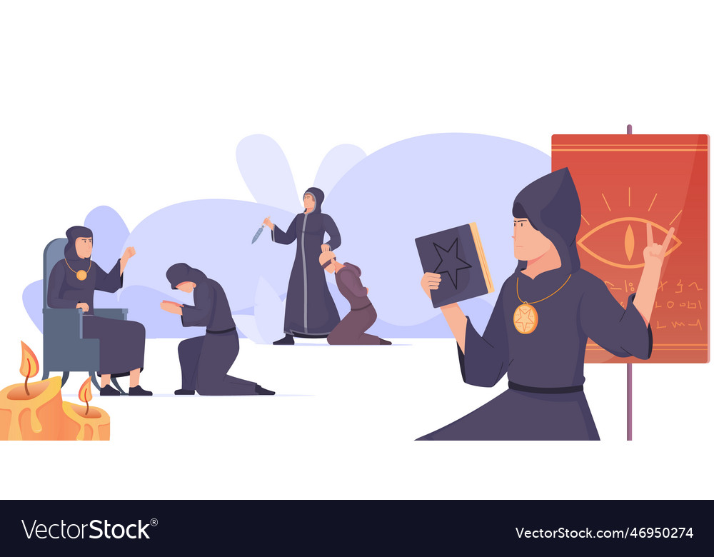 Sect sacrifice flat composition Royalty Free Vector Image