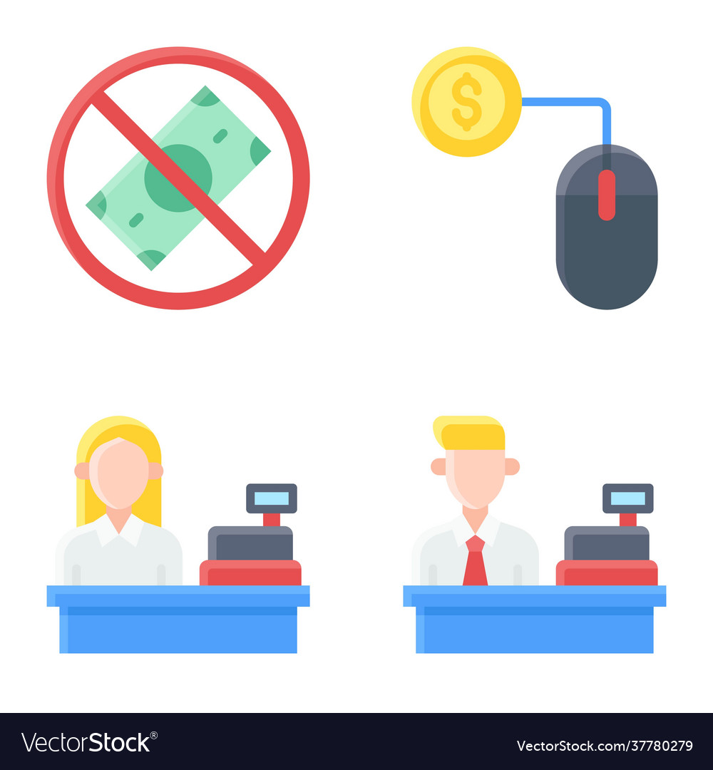 Cashier and digital payment icon set Royalty Free Vector Cashier and digital payment icon set Royalty Free Vector