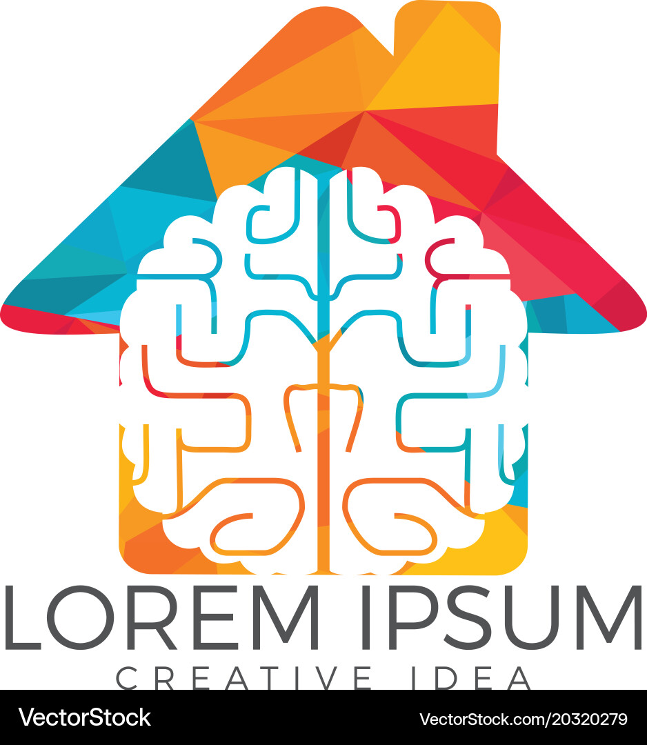 Creative brain house logo design Royalty Free Vector Image