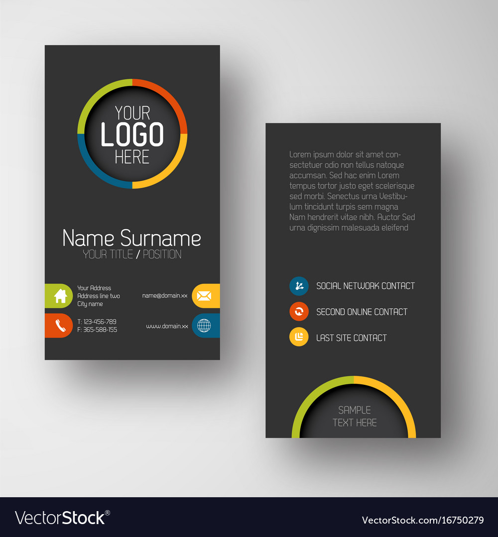 Modern Dark Vertical Business Card Template Vector Image