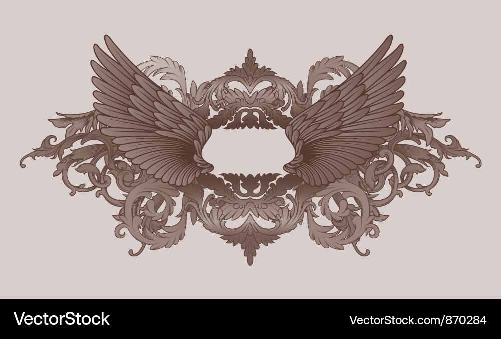 Vintage floral with wings Royalty Free Vector Image