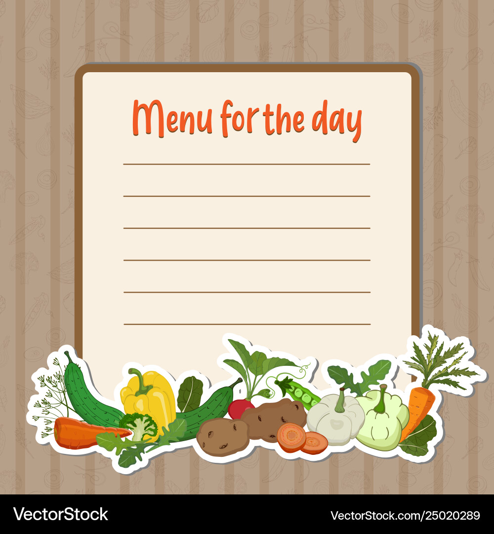 A sheet paper for recording menus diets Royalty Free Vector