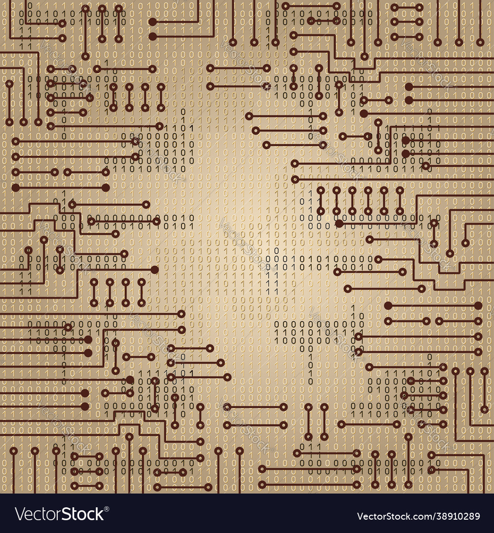 Electronic circuit and binary code Royalty Free Vector Image