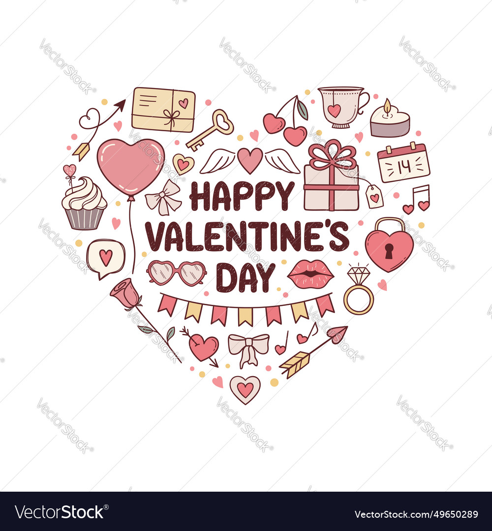 Happy valentines day heart shaped design Vector Image
