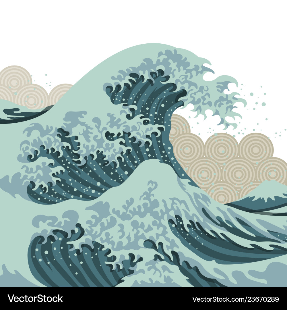 Japan wawes Royalty Free Vector Image - VectorStock