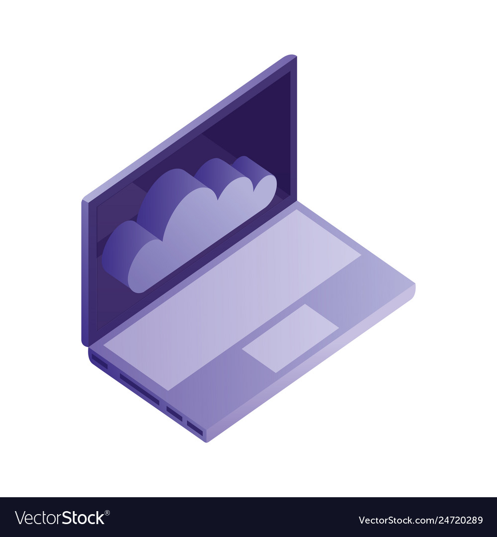 Laptop computer cloud storage network data Vector Image