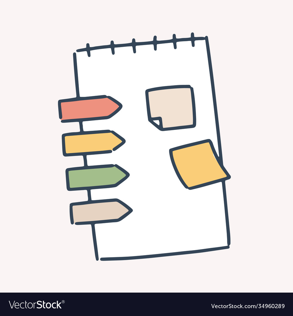 Notebook Or Planner Page With Stickers Isolated Vector Image