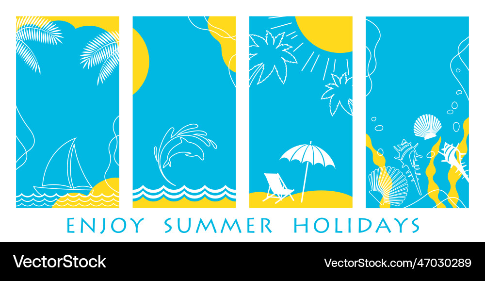 Summer greeting card template set Royalty Free Vector Image