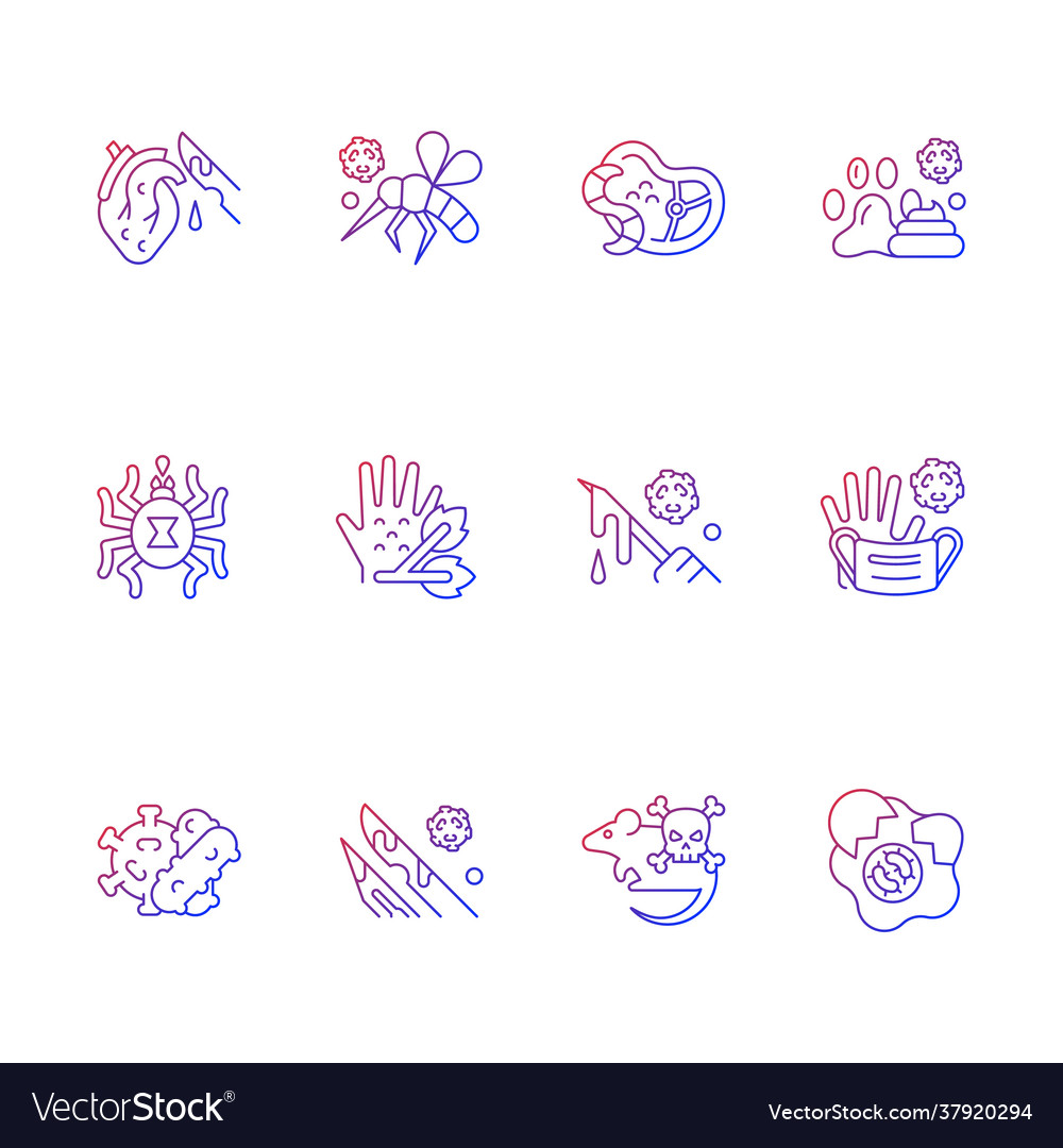 Biohazard gradient linear icons set Royalty Free Vector Biohazard gradient linear icons set Royalty Free Vector