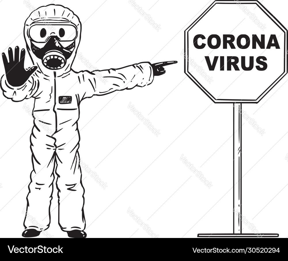 Cartoon man wearing protective suit and face Vector Image