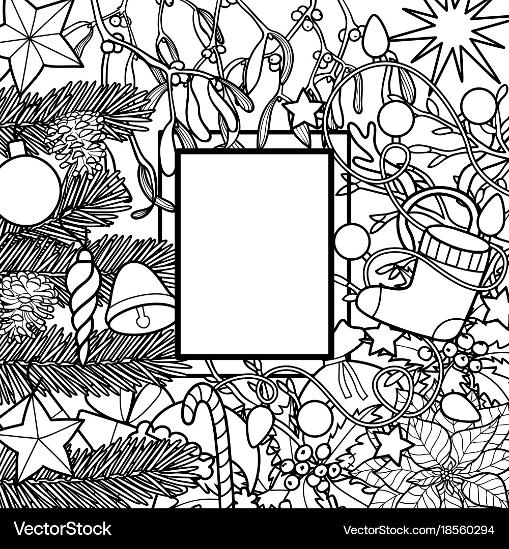 Christmas outline frame Royalty Free Vector Image
